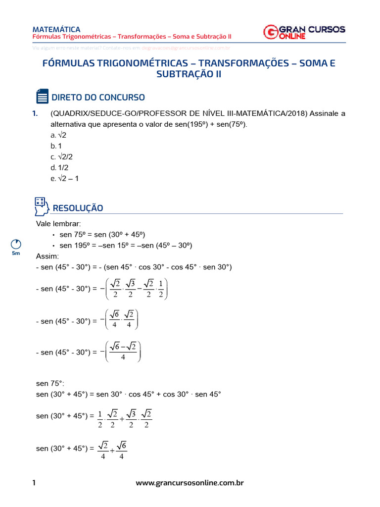 Resumo - 1953810 Josimar Padilha Alves de Araujo - 122734305 Matematica 2020 Aula 168 Formulas ...