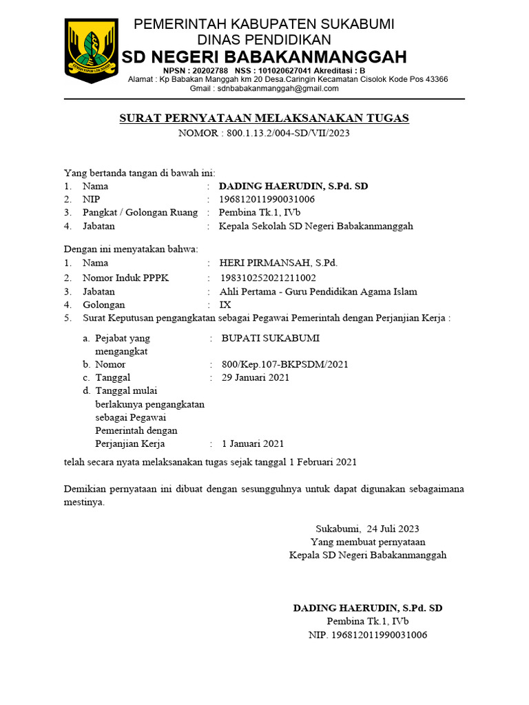 Spmt Dan Surat Tugas Orientasi Pppk Jumhana Pdf