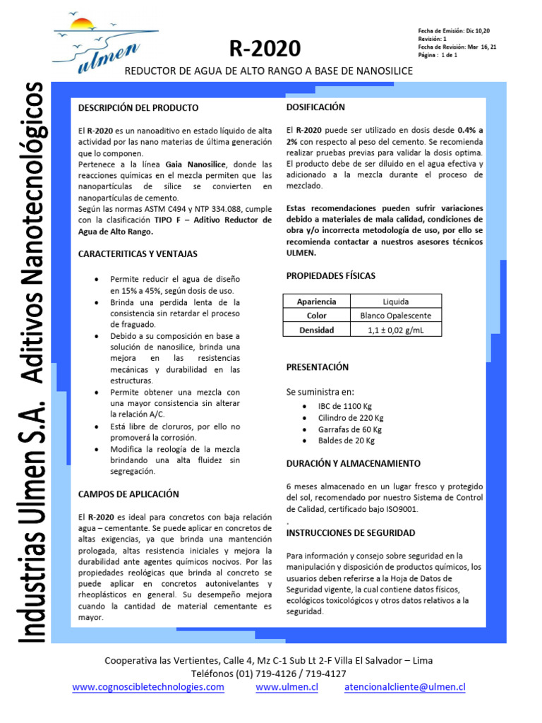R2020 Rev02 | PDF | Cemento | Agua