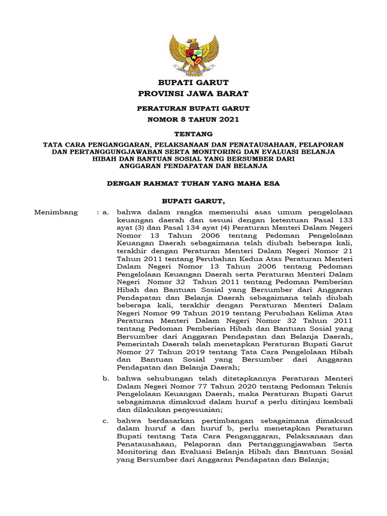 Tata Kelola Belanja Hibah Garut | PDF