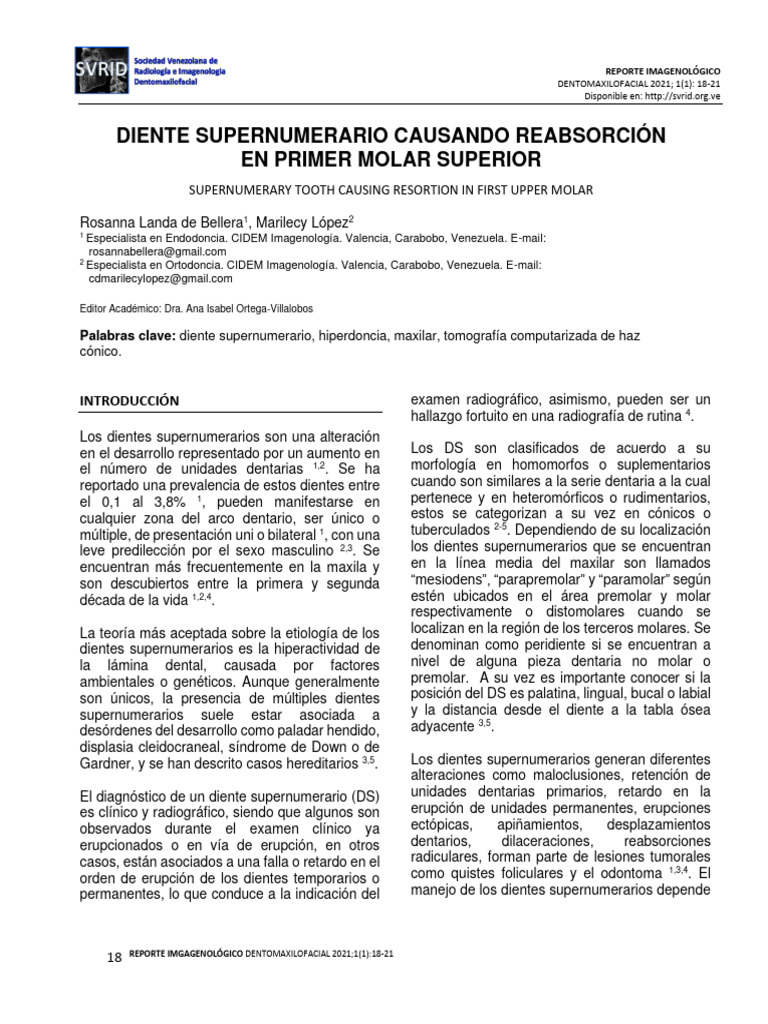 Supernumerario y Reabsorcion | PDF | Boca | Diente