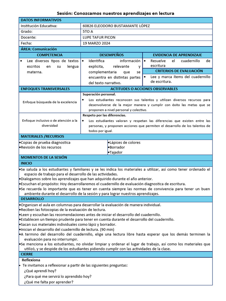 Conozcamos Nuestros Aprendizajes en Escritura | PDF | Evaluación | Modificación de comportamiento