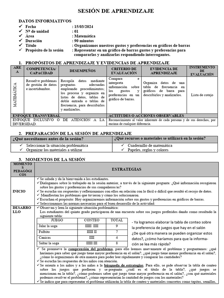 Formato de Sesión | PDF | Aprendizaje | Evaluación