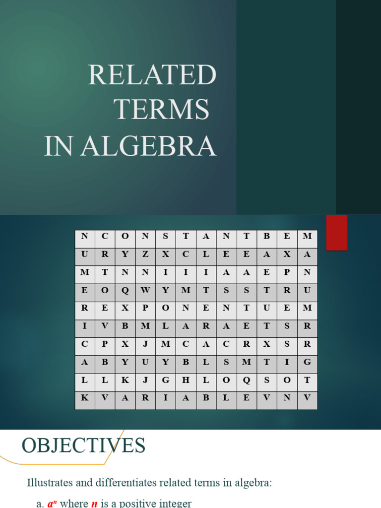 Key Algebra Terms Explained | PDF | Polynomial | Algebra