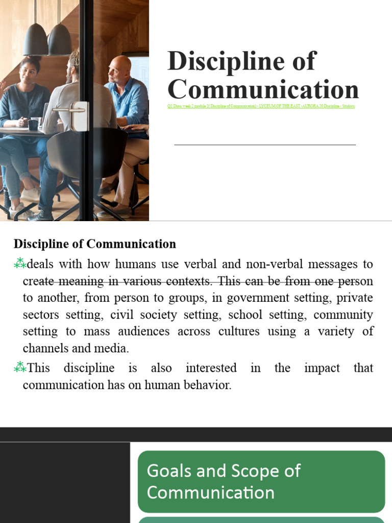 Discipline of Communication | PDF | Communication | Interpersonal ...