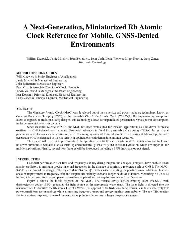 Miniature Atomic Clock for Mobile Use | PDF | Resonance | Clock