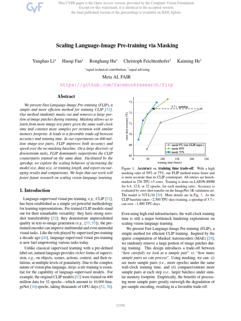 Scaling Language-Image Pre-Training Via Masking | PDF | Data Compression | Artificial Intelligence
