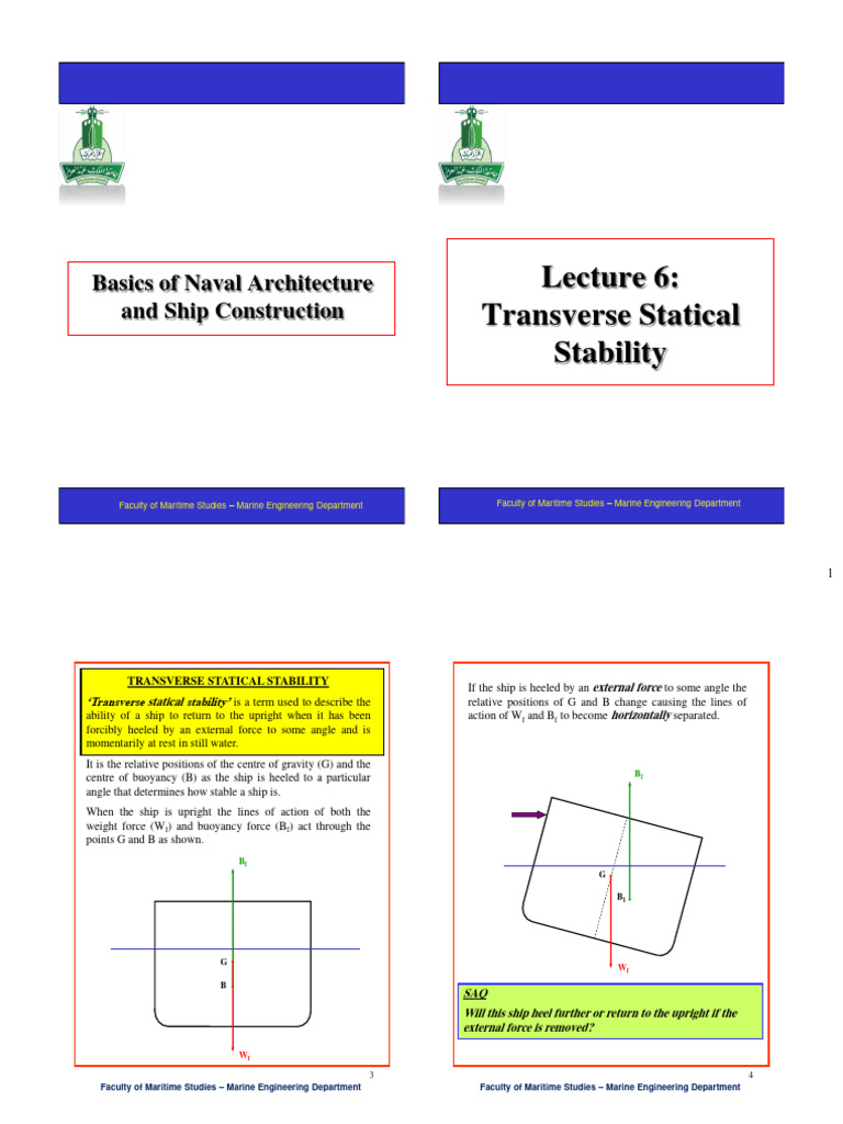 Transverse Statical Stability | PDF | Shipping | Ships