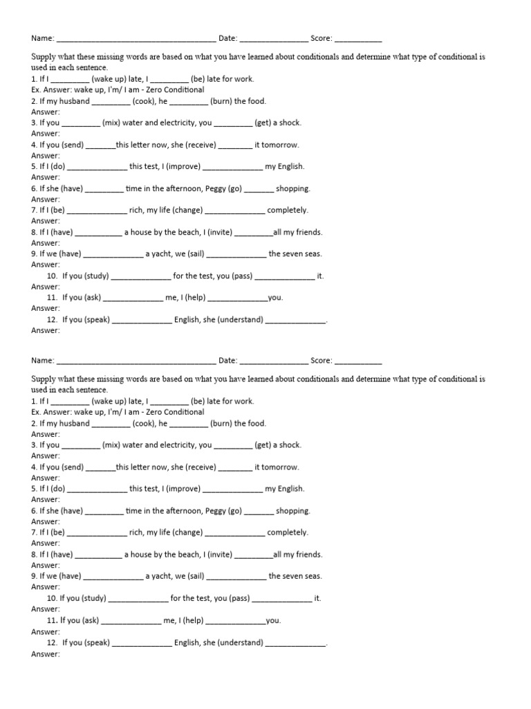 Activity On Conditionals | PDF | Water Transport