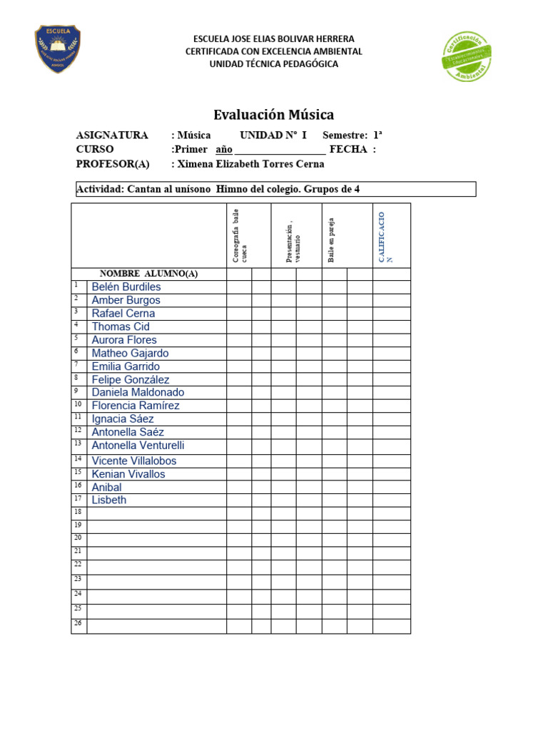 Evaluación Musica | PDF