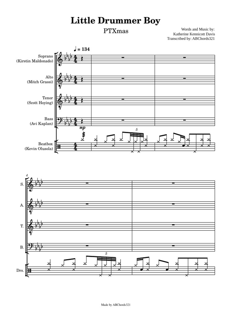 Pentatonix Little Drummer Boy Lyrics | PDF | Grammy Awards | Singing