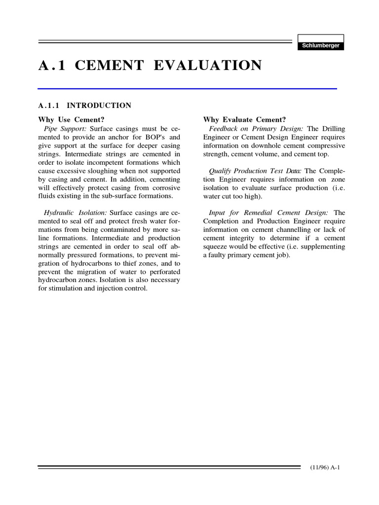A1 Cem | PDF | Casing (Borehole) | Porosity