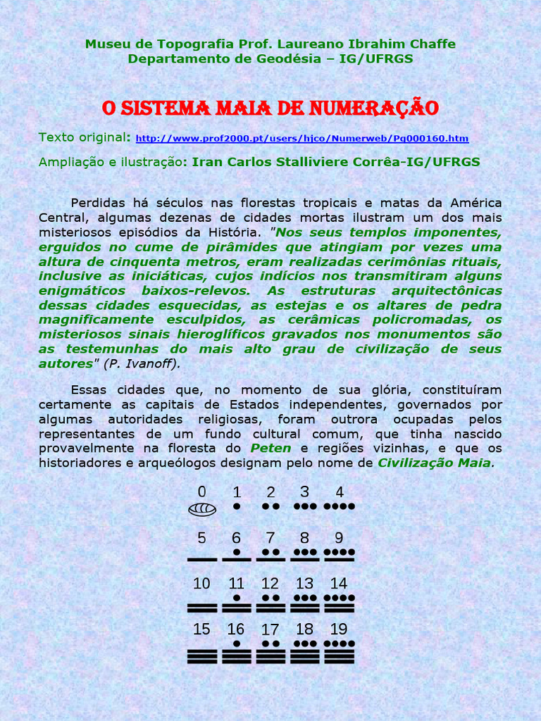 Sistema de Numeração Maia Explicado | PDF | Civilização Maia | Números
