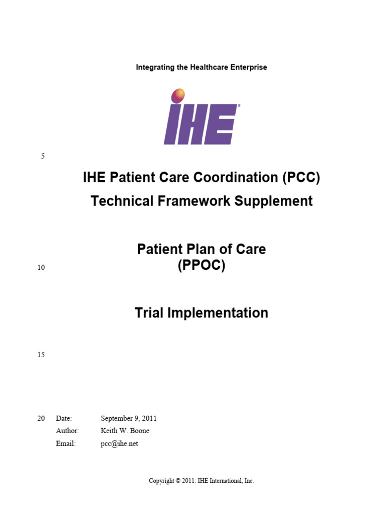 IHE PCC Suppl PPOC Rev1-3 TI 2011-09-09 | PDF | Nursing | Health Care