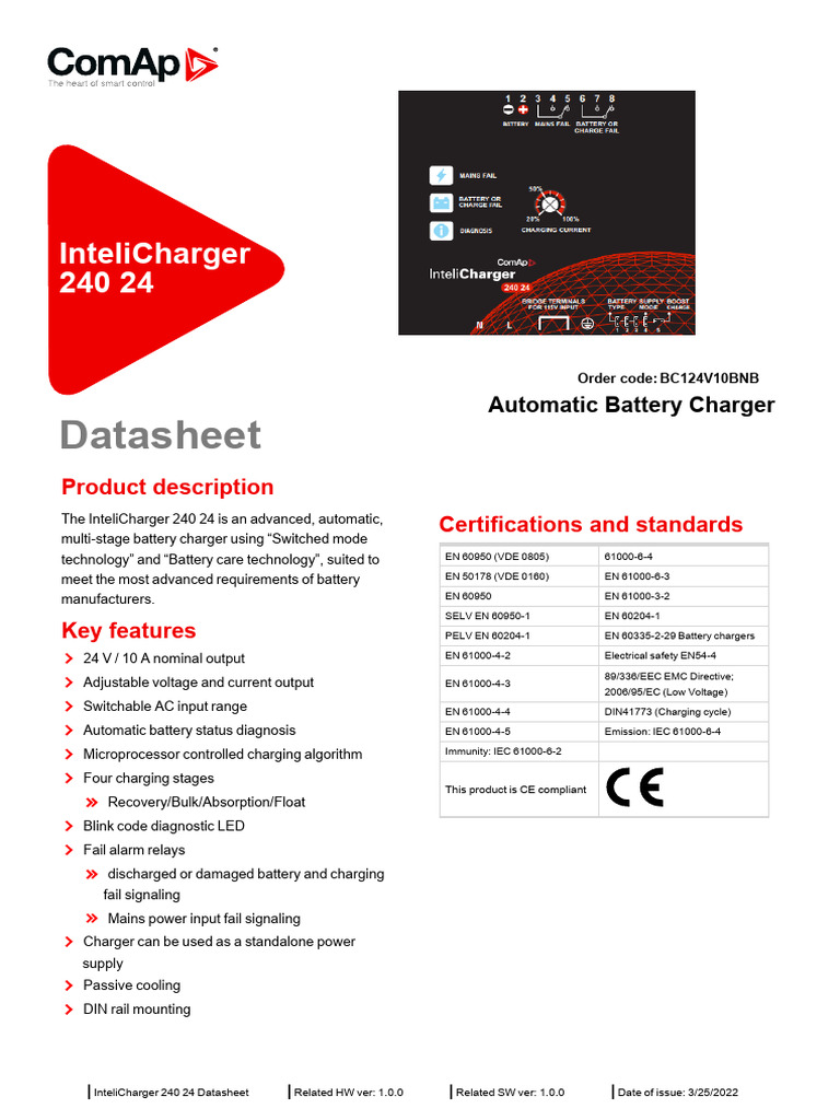 InteliCharger 240 24 Datasheet | PDF | Battery Charger | Manufactured Goods