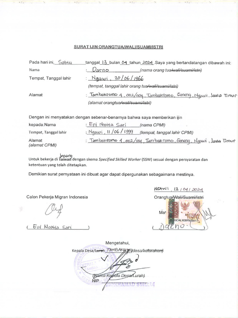 Surat Ijin Ortu | PDF