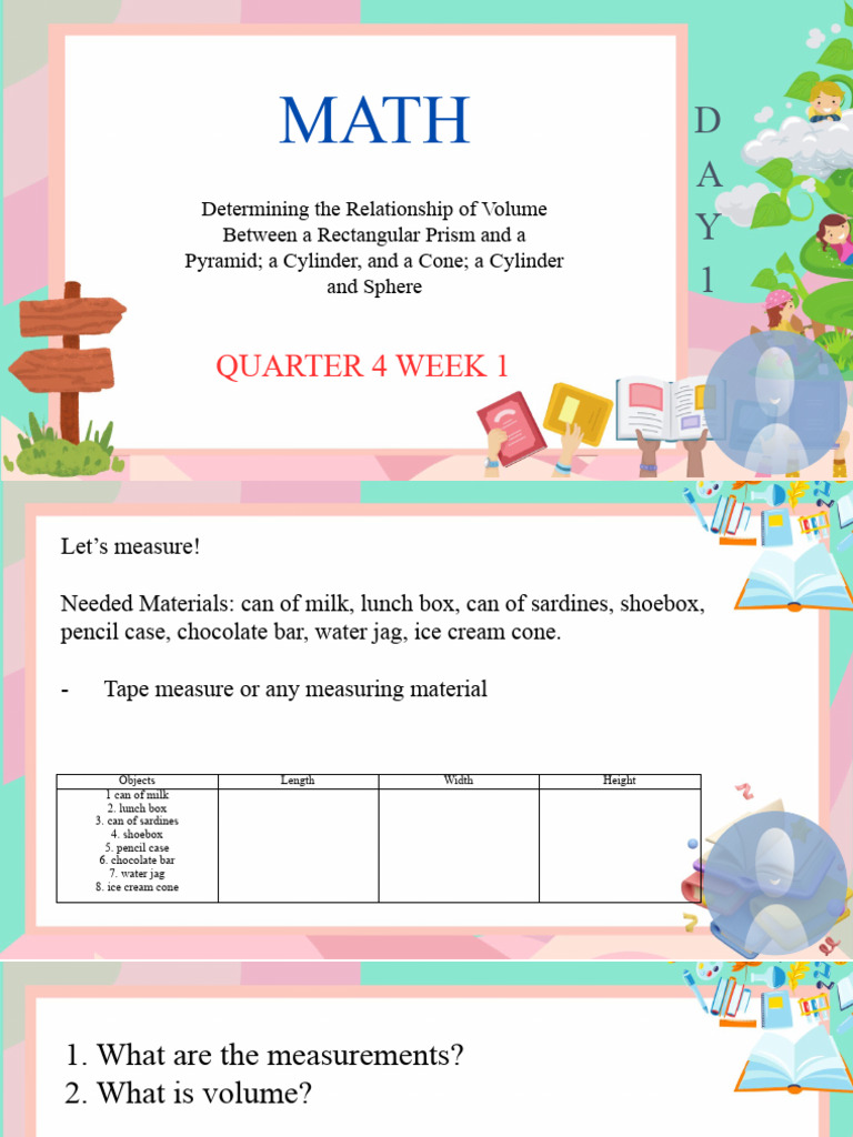 PPT-MATH-Q4-Week-1 | PDF | Volume | Area