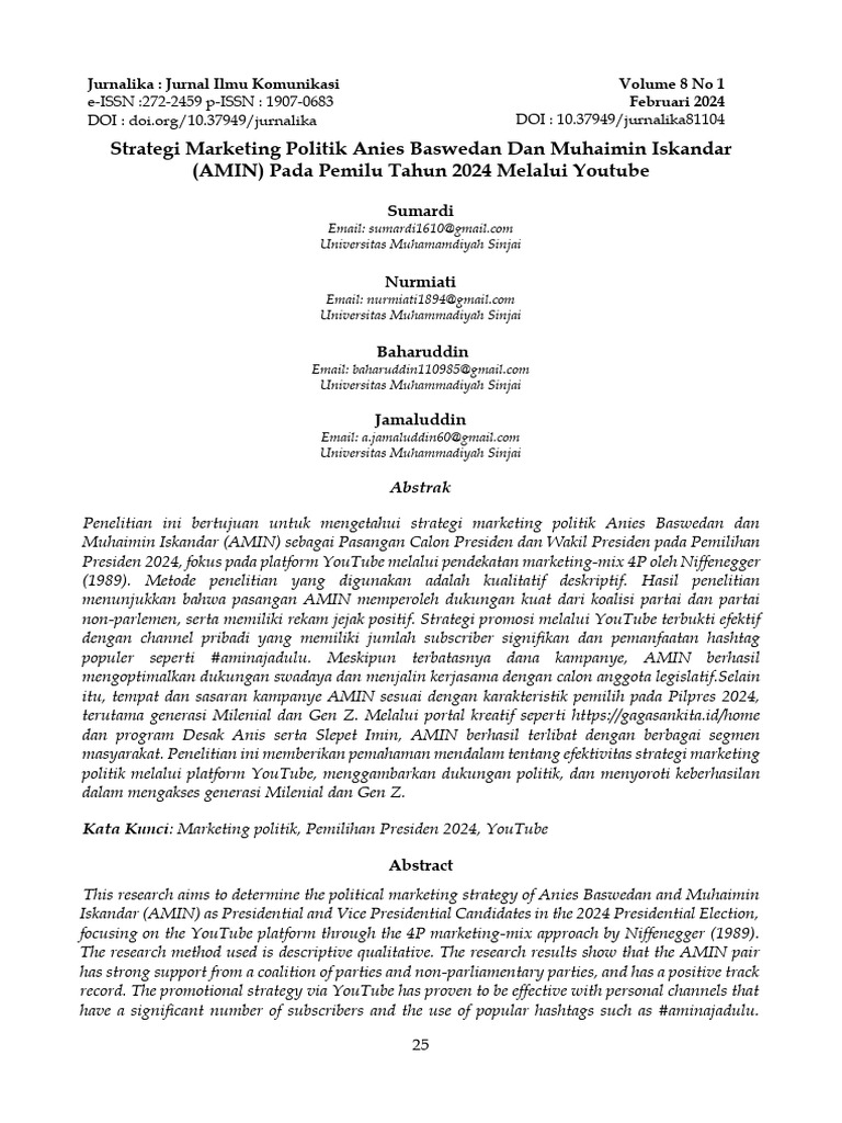 Strategi Marketing Politik Anies Baswedan Dan Muhaimin Iskandar (AMIN) Pada Pemilu Tahun 2024 ...
