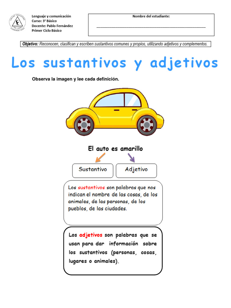 Guía-Lenguaje-y-Comunicación-Unidad-de-Reciclaje-3°D.-1 | PDF | Sustantivo | Adjetivo