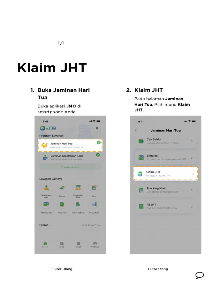 Panduan Klaim JHT Via Aplikasi JMO | PDF | Pengelolaan Keuangan & Uang
