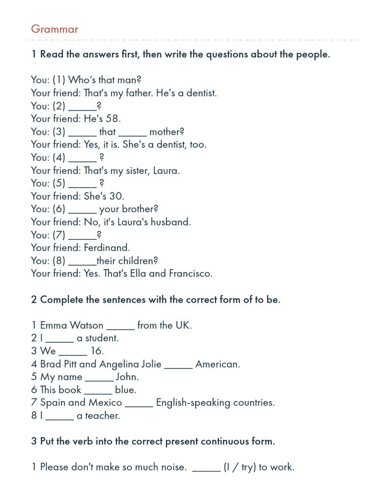 grammar (exercises) | PDF