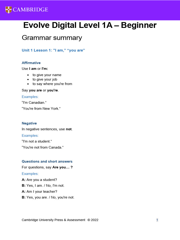 Beginner Grammar: "I am" & "What's" | PDF | Career & Growth | Language ...