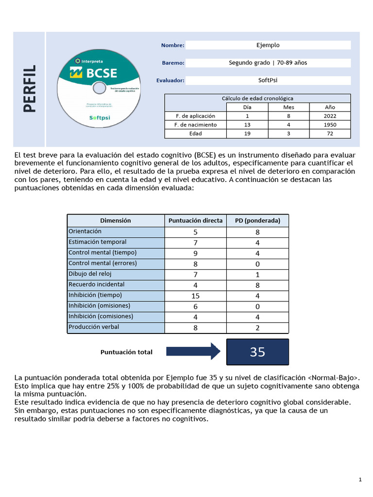 Ejemplo BCSE | PDF | Cognición | Ciencias del comportamiento
