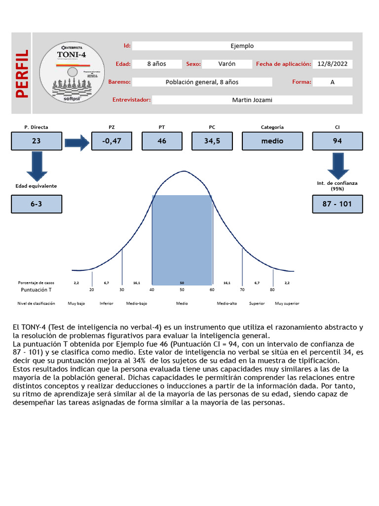 Ejemplo TONI 4 | PDF | Cociente de inteligencia | Inteligencia