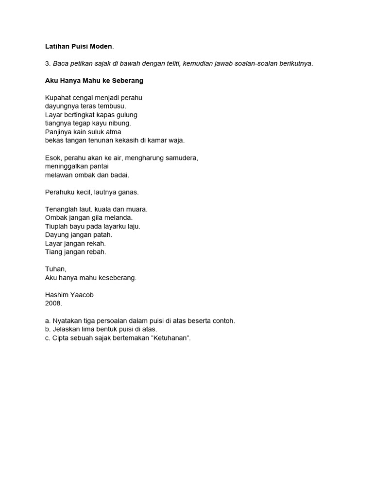 Latihan Puisi Moden 2015 | PDF
