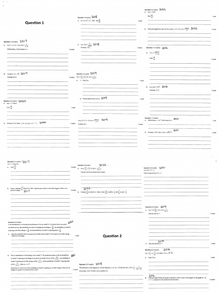 Math Methods Exam 1 Booklet | PDF