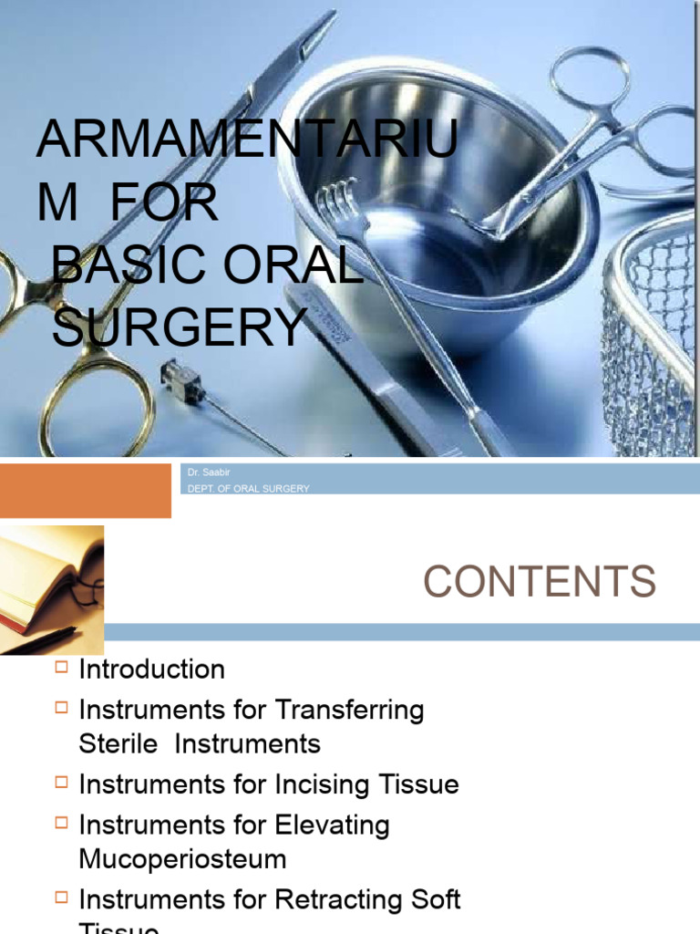Armamentarium For Basic Oral Surgery | PDF | Surgical Suture | Tongue