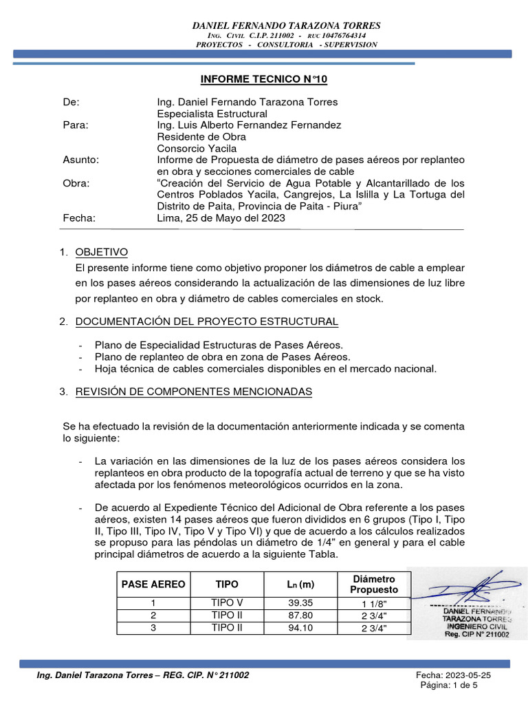 Propuesta de Diámetros para Pases Aéreos | PDF | Ingeniero civil