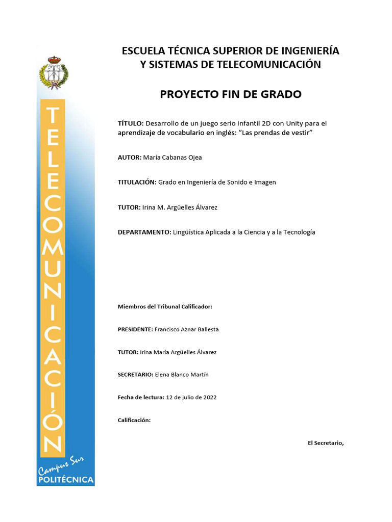 TFG Maria Cabanas Ojea | PDF | Aprendizaje | Informática