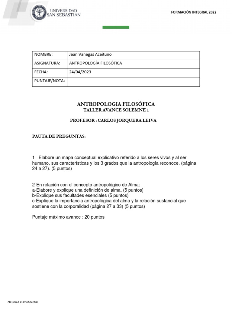 Antrop Avance Solemne 1 | PDF | Alma | Conocimiento