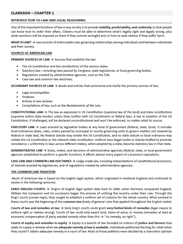 Resumen Introduction To Law And Legal Systems Pdf Precedent