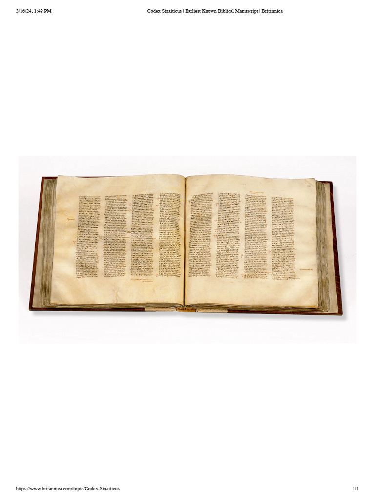 Codex Sinaiticus - Earliest Known Biblical Manuscript - Britannica ...