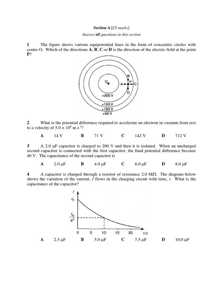 Electric Field and Circuit Analysis Questions | PDF | Series And Parallel Circuits | Capacitor