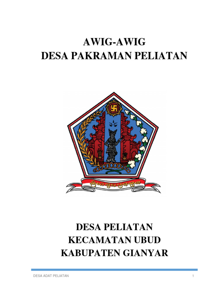 Awig-Awig Desa Pekraman PEliatan | PDF | Seni & Disiplin Bahasa | Agama ...