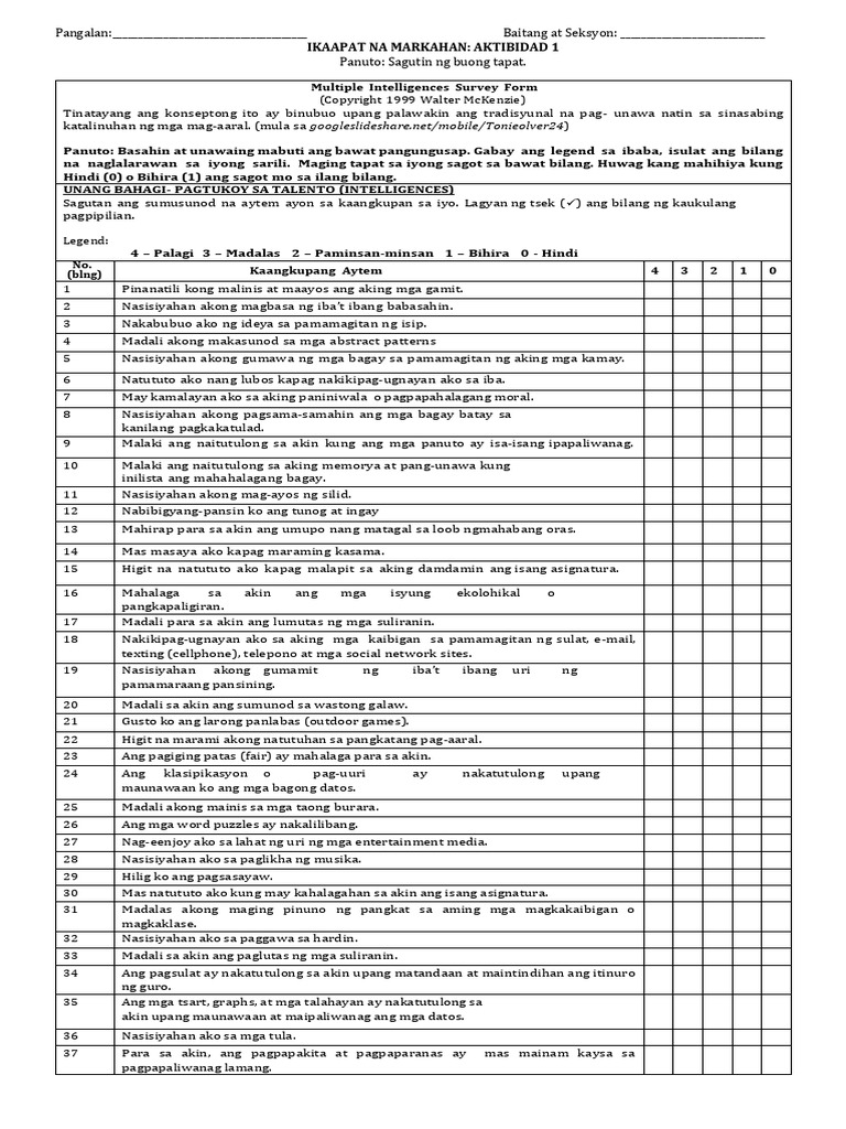 Q4-Aktibidad-1-Self-Assessment Esp | PDF