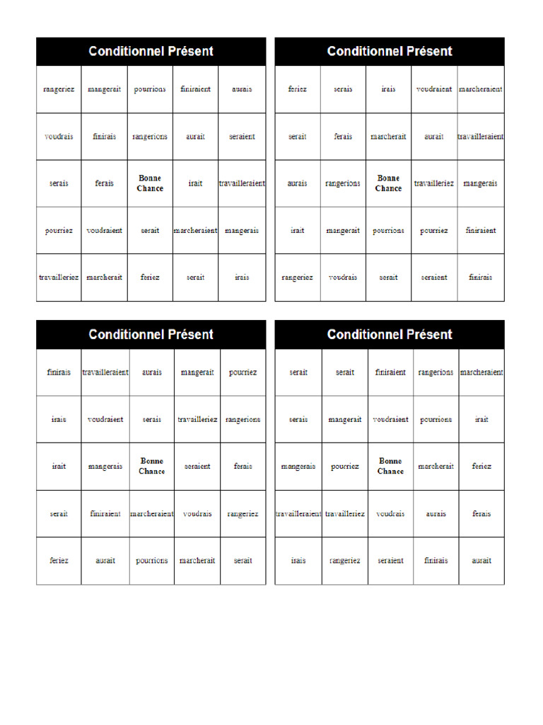 Bingo Conditionnel Présent | PDF