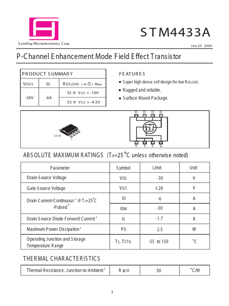 STM 4433 A | PDF | Semiconductors | Computer Engineering