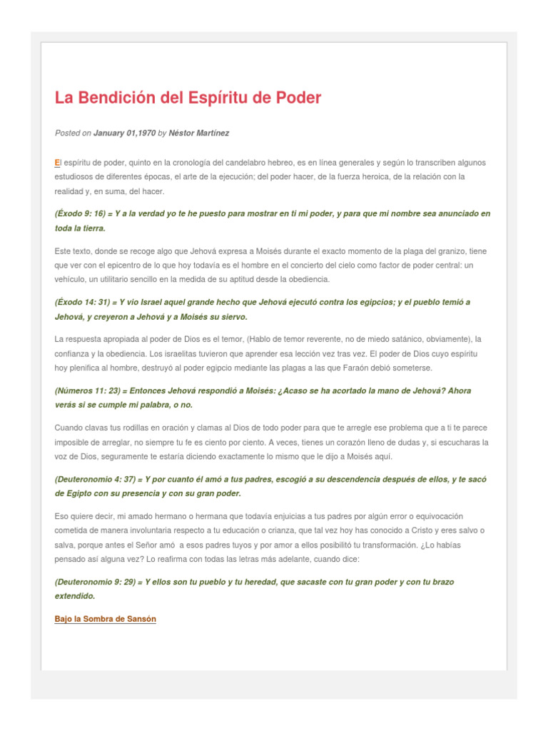La Bendici N Del Esp Ritu de Poder | PDF | Amor | espíritu Santo