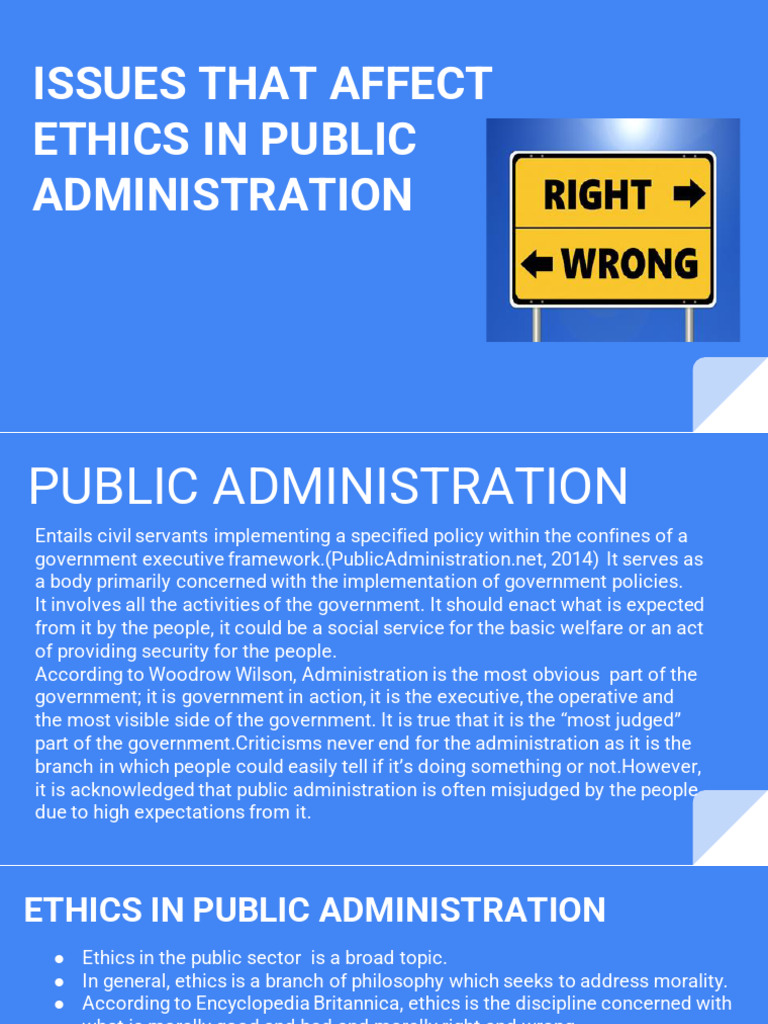 Issues That Affect Ethics in Public Administration | PDF | Bribery | Political Corruption