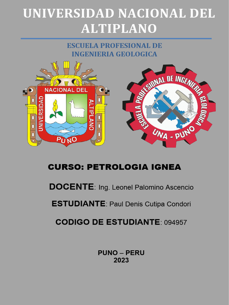 Escuela Profesional de Ingenieria Geologica Petro | PDF | Magma | Roca ...