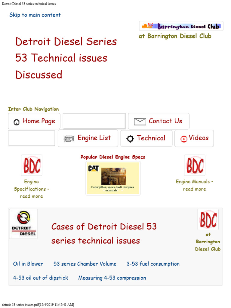 Detroit Diesel 53 Series Issues Explained | PDF | Diesel Engine | Fuel ...