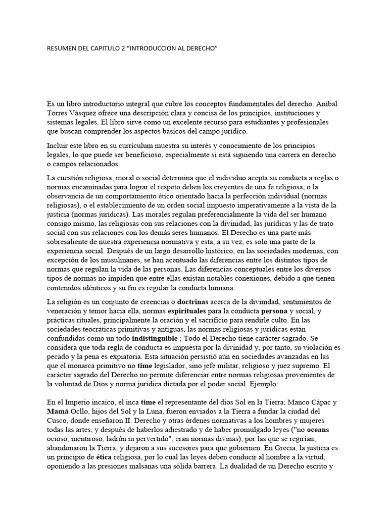 Resumen Del Capitulo 2 "Introduccion Al Derecho" | PDF | Moralidad | Dios