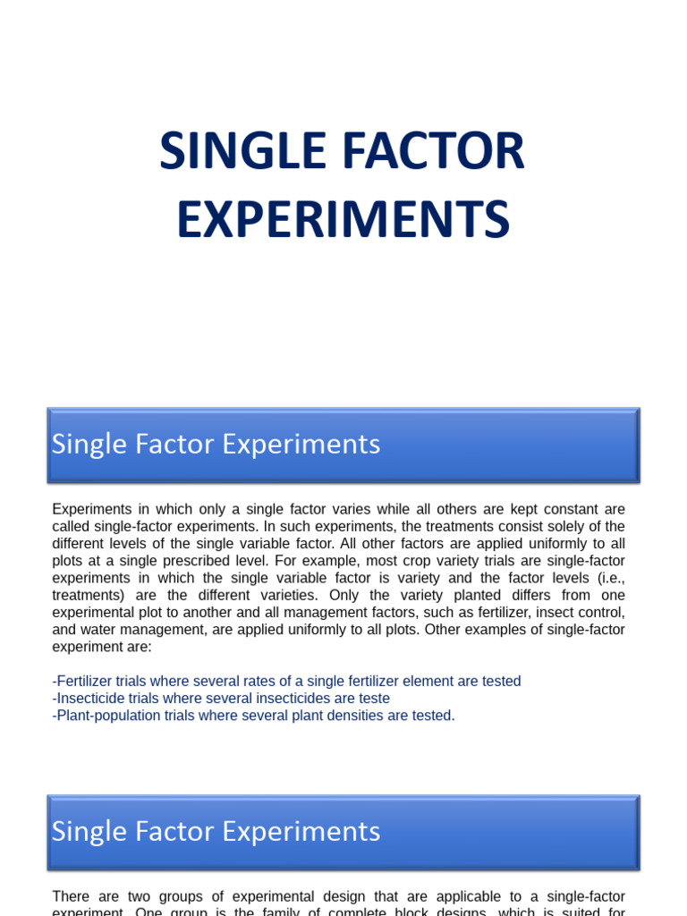 Single Factor Experiment Guide | PDF | Analysis Of Variance | Variance