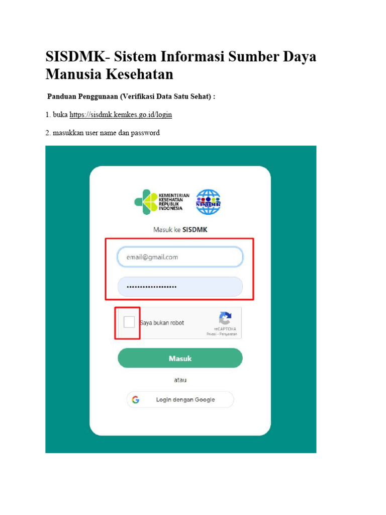 Penggunaan Aplikasi SISDMK | PDF