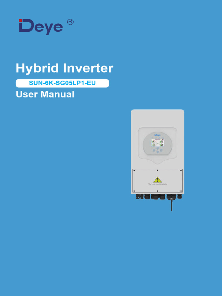 Deye 6k Hybrid Inverter User Manual | PDF | Solar Panel | Power Inverter