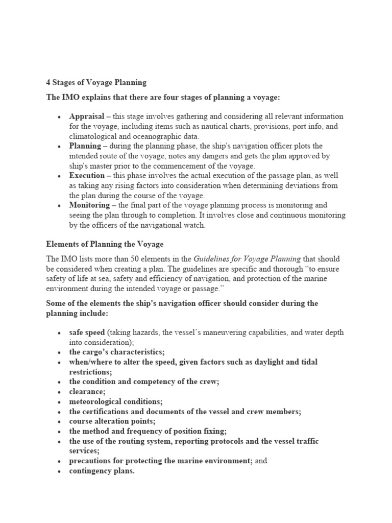 4 Stages of Voyage Planning | PDF | Navigation | Shipping